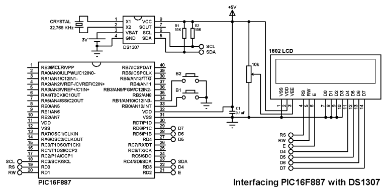 DS1307 Interface with PIC16F887 microcontroller - CCS C compiler