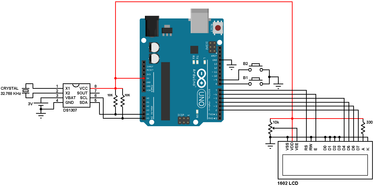 Arduino Real Time Clock With DS1307 Simple Projects