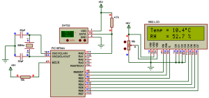 PIC16F84A + DHT22 (AM2302, RHT03) sensor Proteus simulation