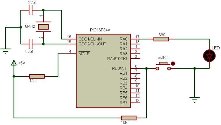 PIC16F84A external hardware interrupt example with CCS C PIC16F84A external hardware interrupt example with CCS C