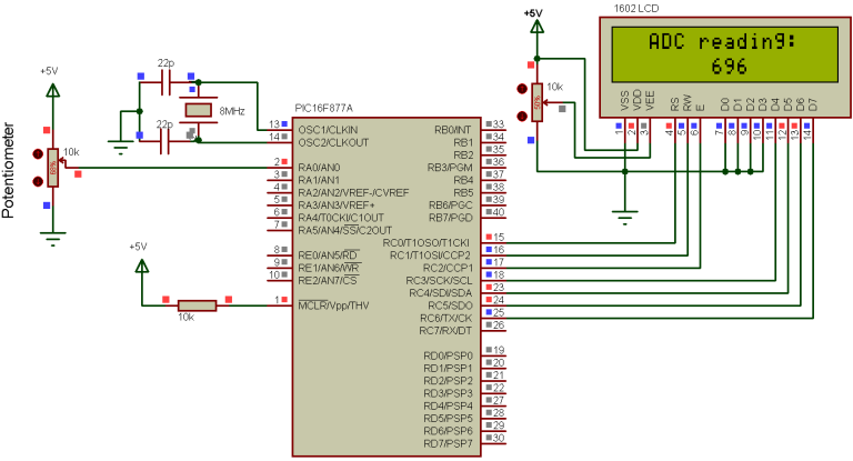 PIC16F877A ADC example with CCS PIC C compiler PIC16F877A ADC example with CCS PIC C compiler
