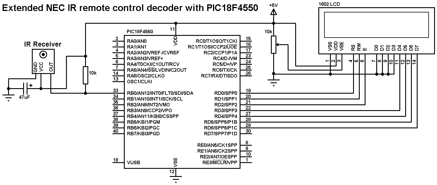 Extended Nec Remote Control Decoder With Pic18f4550 Ccs C
