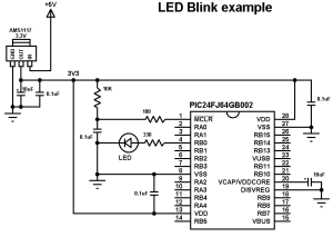 PIC24FJ64GB002 LED Blink example with CCS C compiler
