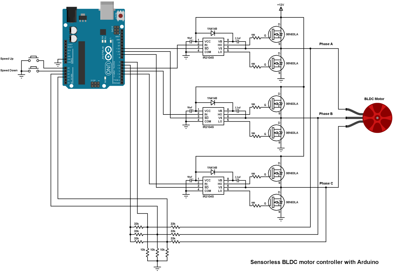 Sensorless BLDC motor control with Arduino - DIY ESC Sensorless BLDC motor control with Arduino - DIY ESC