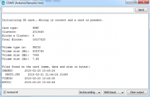 Arduino and SD card interfacing example