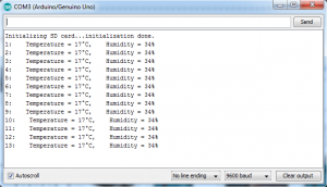 Arduino data logger using SD card and DHT11 sensor