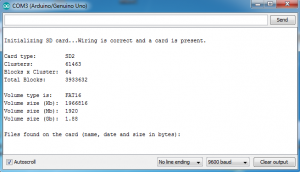 Arduino and SD card interfacing example