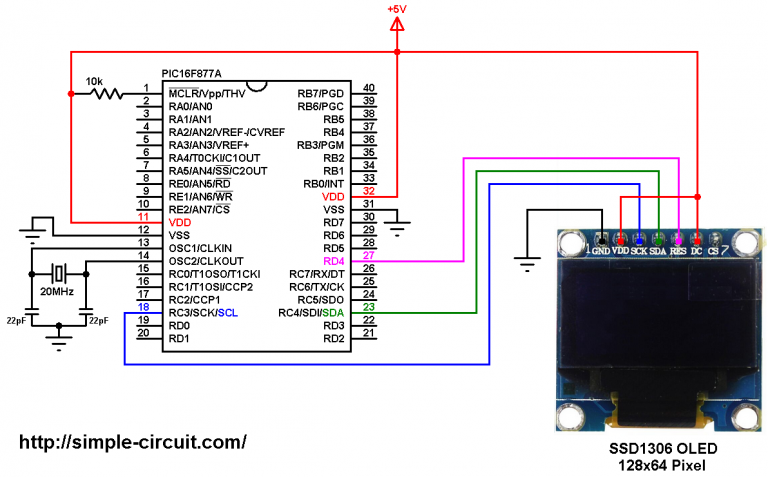 Interfacing PIC16F877A with SSD1306 OLED display