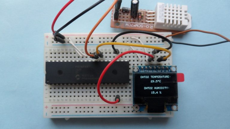 PIC MCU with SSD1306 OLED and DHT22 sensor | mikroC Projects