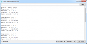 Arduino with BME280 pressure, temperature and humidity sensor