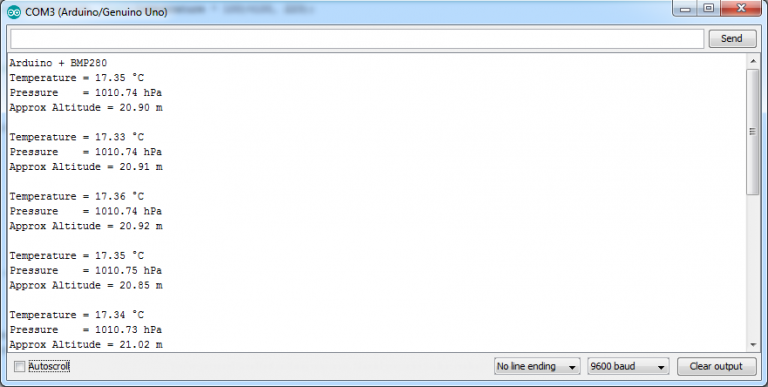 Interfacing Arduino with BMP280 pressure and temperature sensor