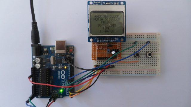 Arduino clock with NOKIA 5110 LCD and DS1307 RTC