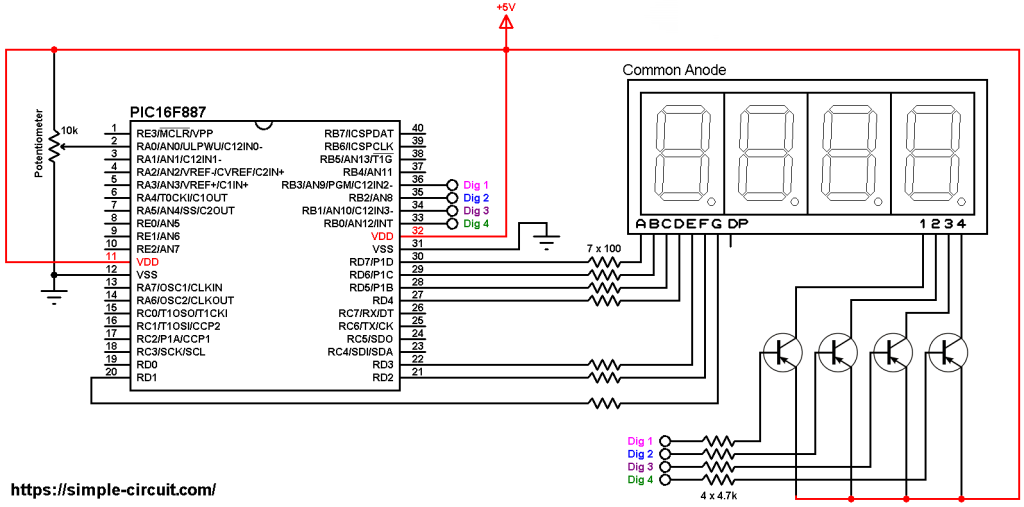 Print Adc Values On 7 Segment Display With Pic Mikroc Projects