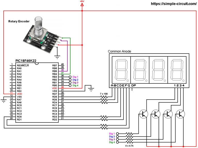 Interfacing PIC18F46K22 with 7-segment display and LM35 sensor