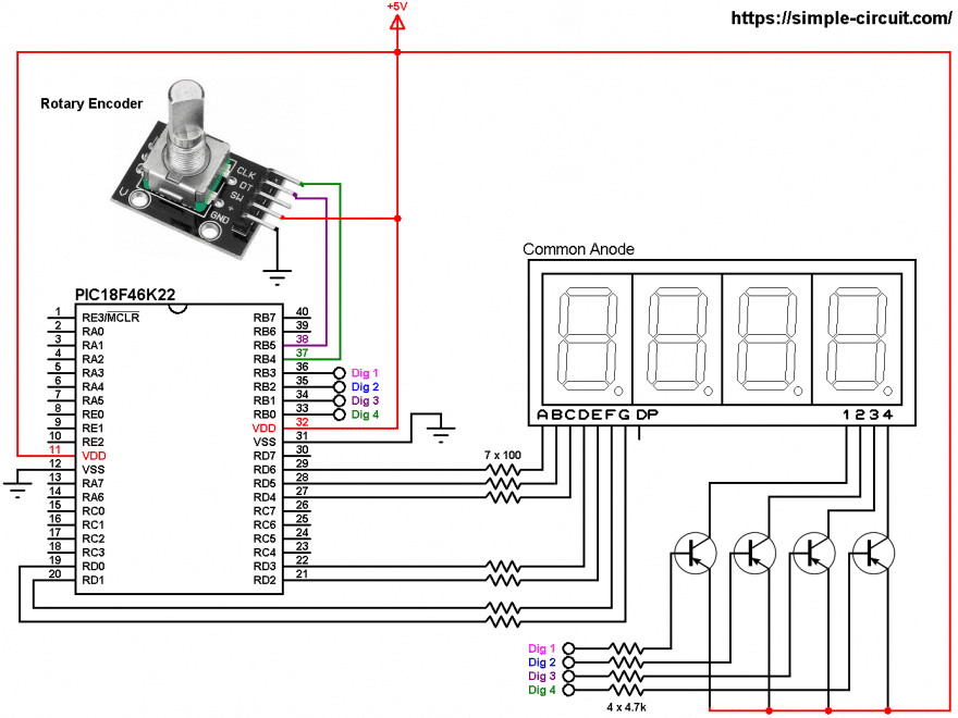 Print rotary encoder values on 7-segment display with PIC® MCU