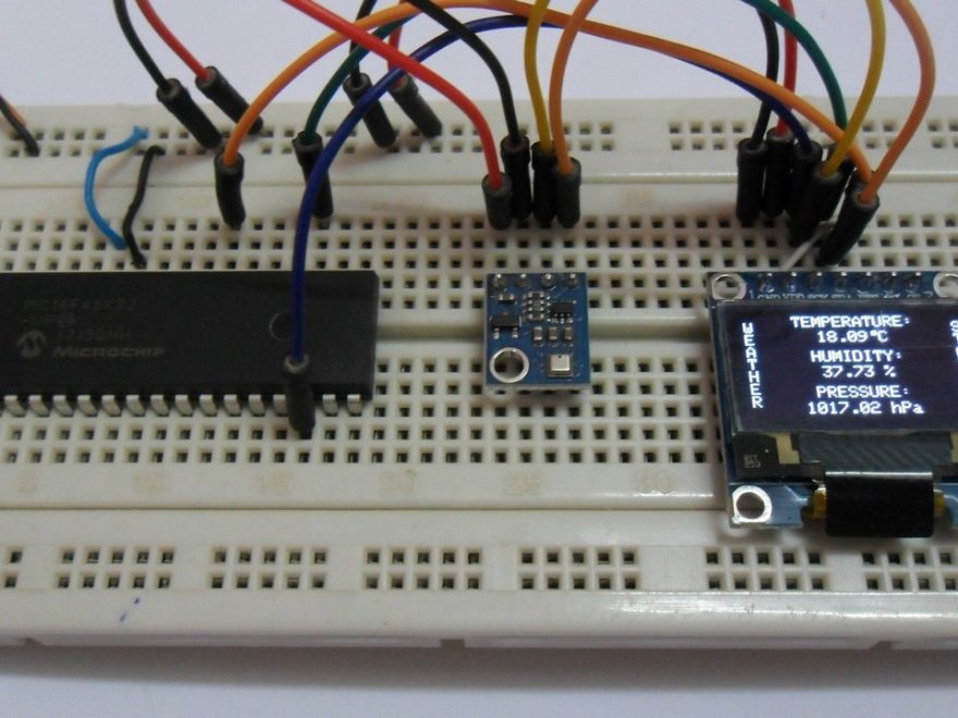 Weather Station Circuit Using Pic18f46k22 Bme280 And Ssd1306
