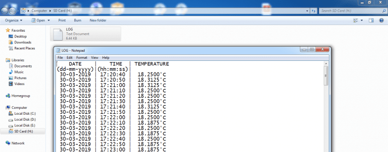 Arduino Temperature Data Logger with SD Card