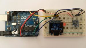Arduino with BMP280 pressure & temperature sensor and SSD1306 OLED