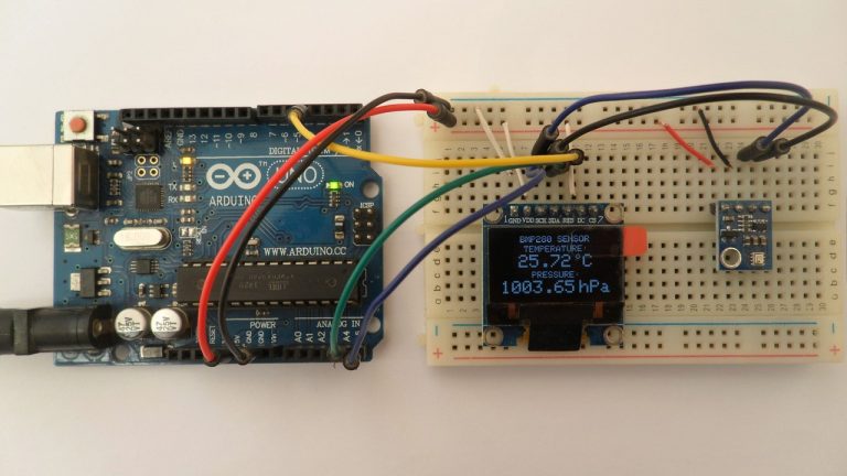 Arduino with BMP280 pressure & temperature sensor and SSD1306 OLED