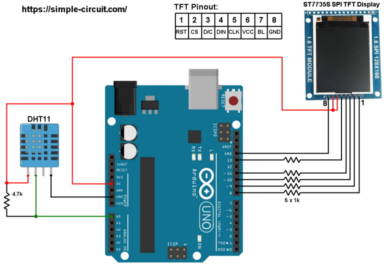 Interfacing Arduino With Dht11 Sensor And St7735 Tft Display