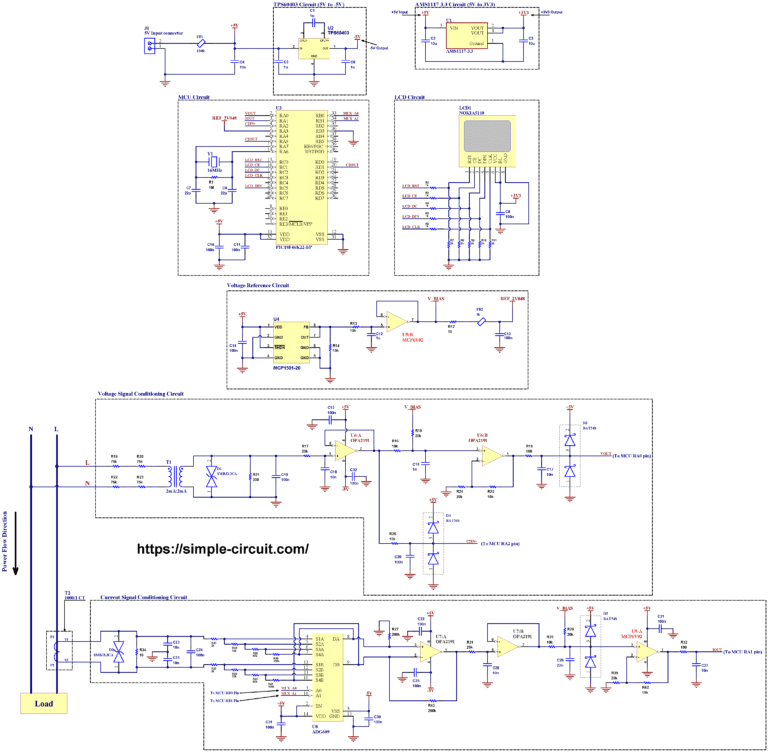 Single Phase Power Monitor with PIC18F46K22 Microcontroller